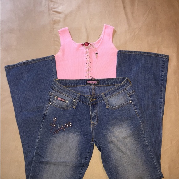 Bubblegum | Jeans | Pink Rhinestone Embellished Jeans Sz 9 | Poshmark